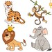 Safari Animals Clipart Set Clip Art Set of Tiger, Monkey, Lion ...
