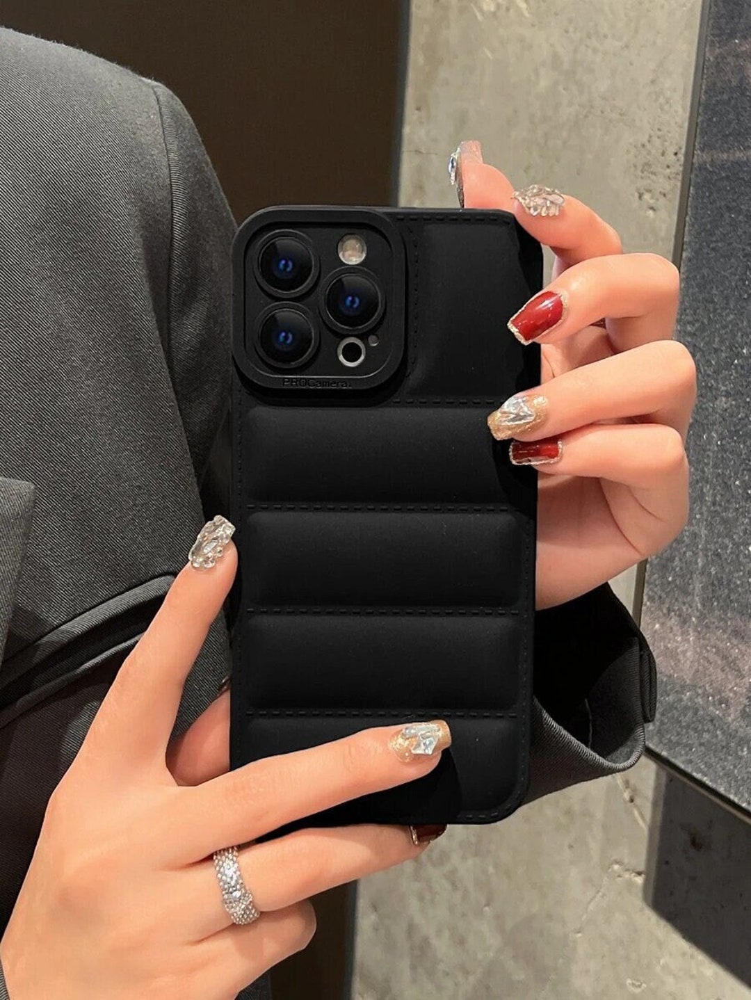 Black Puffer iPhone Case, Silicone Case, Pretty Black Cases - Etsy