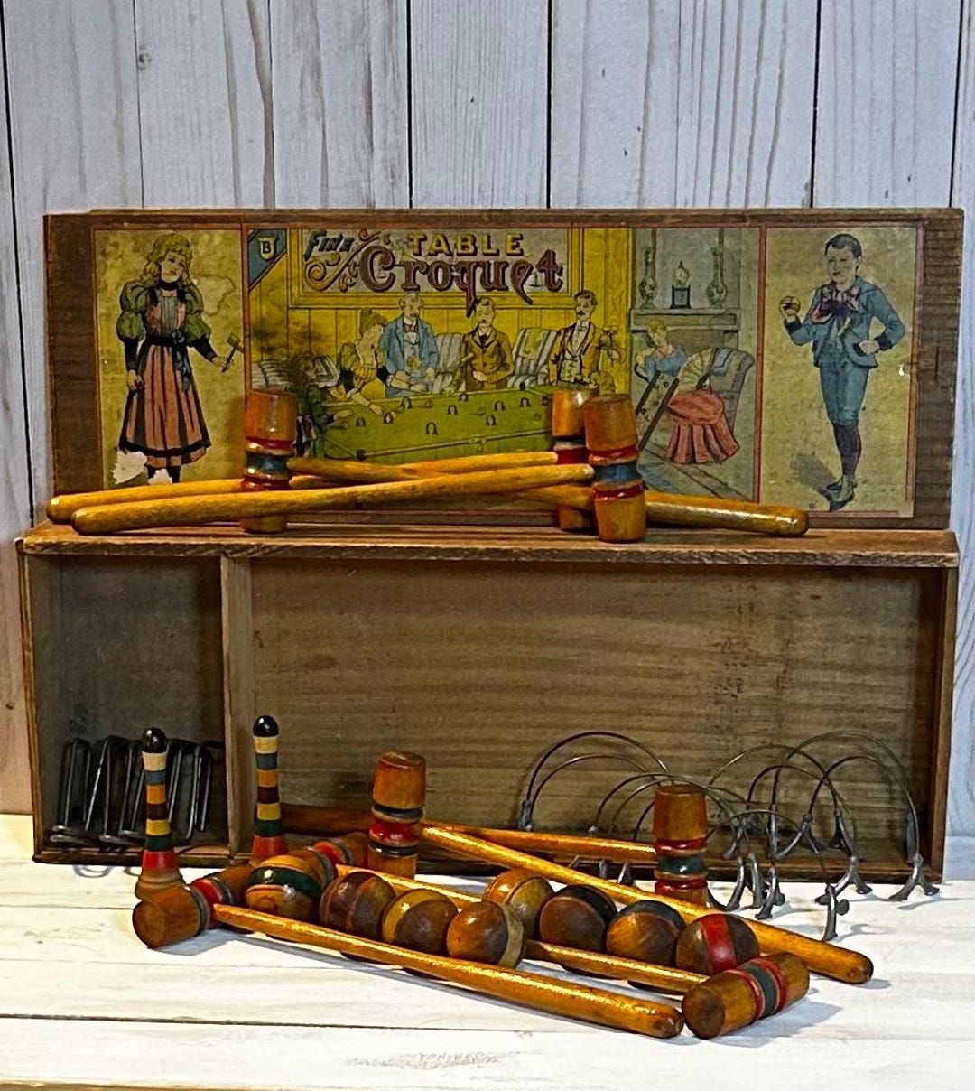 Antique Parlor Table Croquet Family Game - Etsy