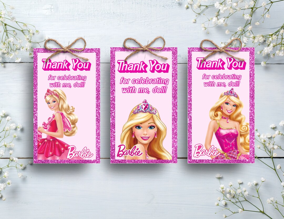 BARBIE Thank You Party Favor Tags Thank You for Celebrating - Etsy Canada