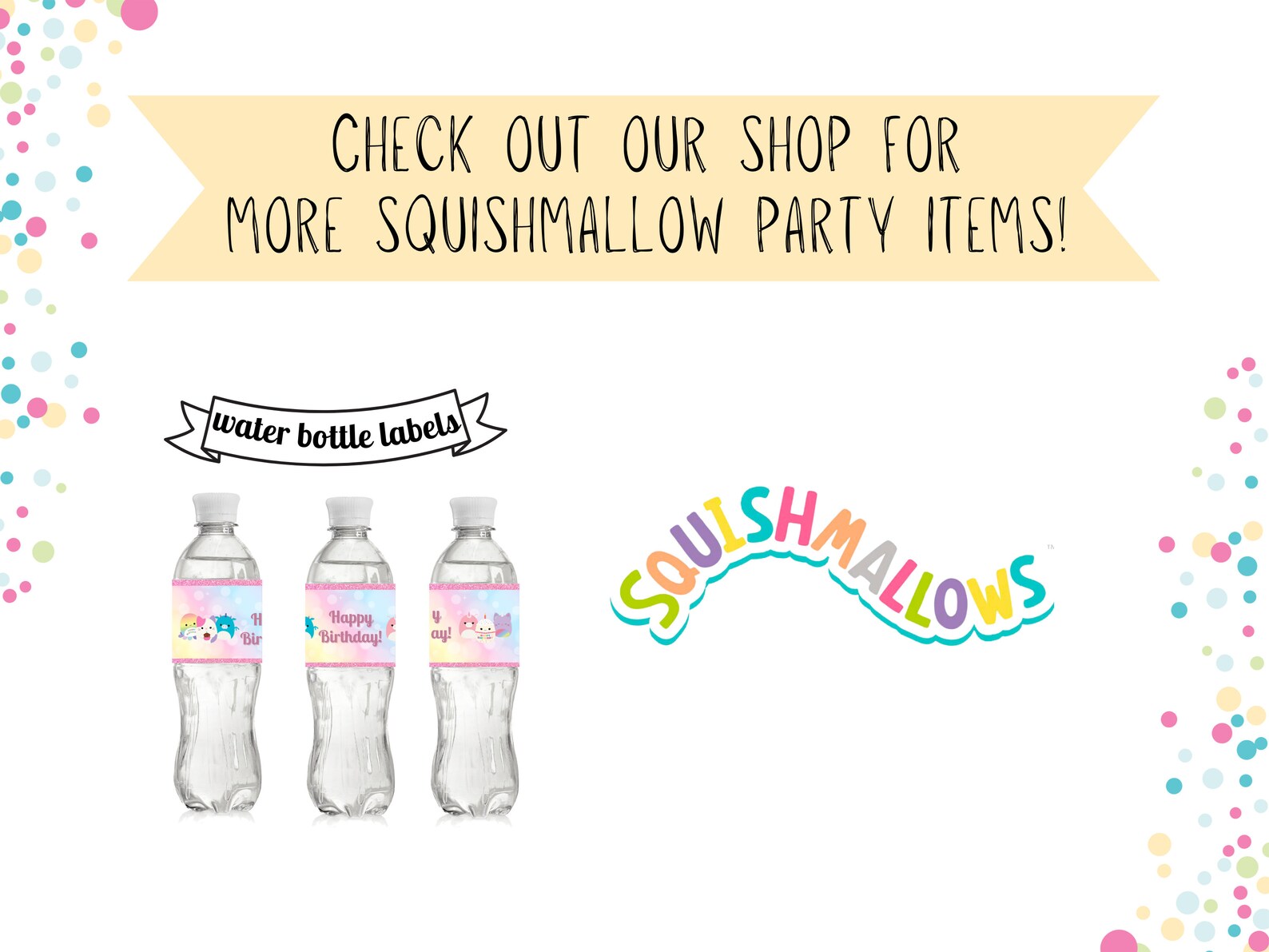 Squishmallow Thank You Tag, Birthday Party Favor Tags, Rainbow ...