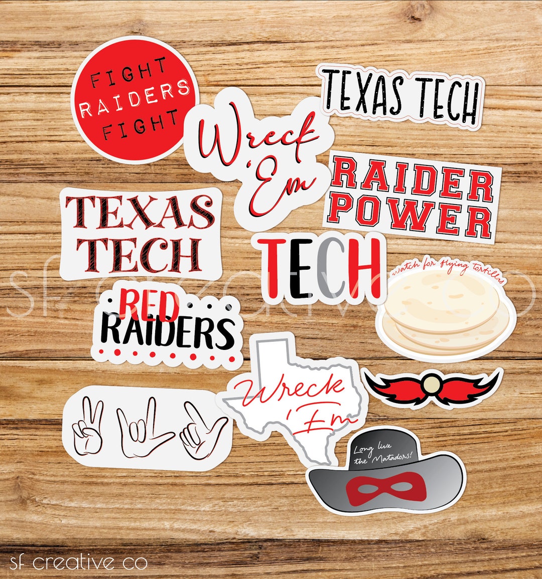 Texas Tech Sticker Pack NCAA Stickers Notebook Stickers Bullet Journal ...