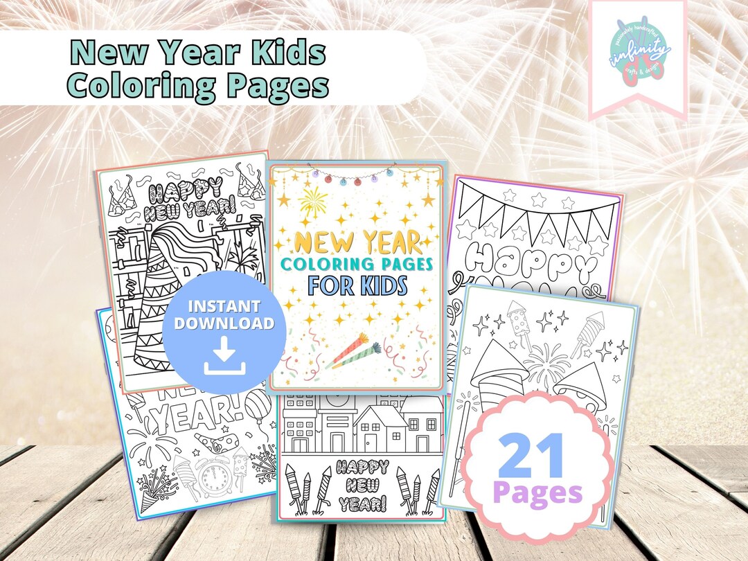 New Year Kids Coloring Pages, New Year Kids Coloring Book, Kids ...