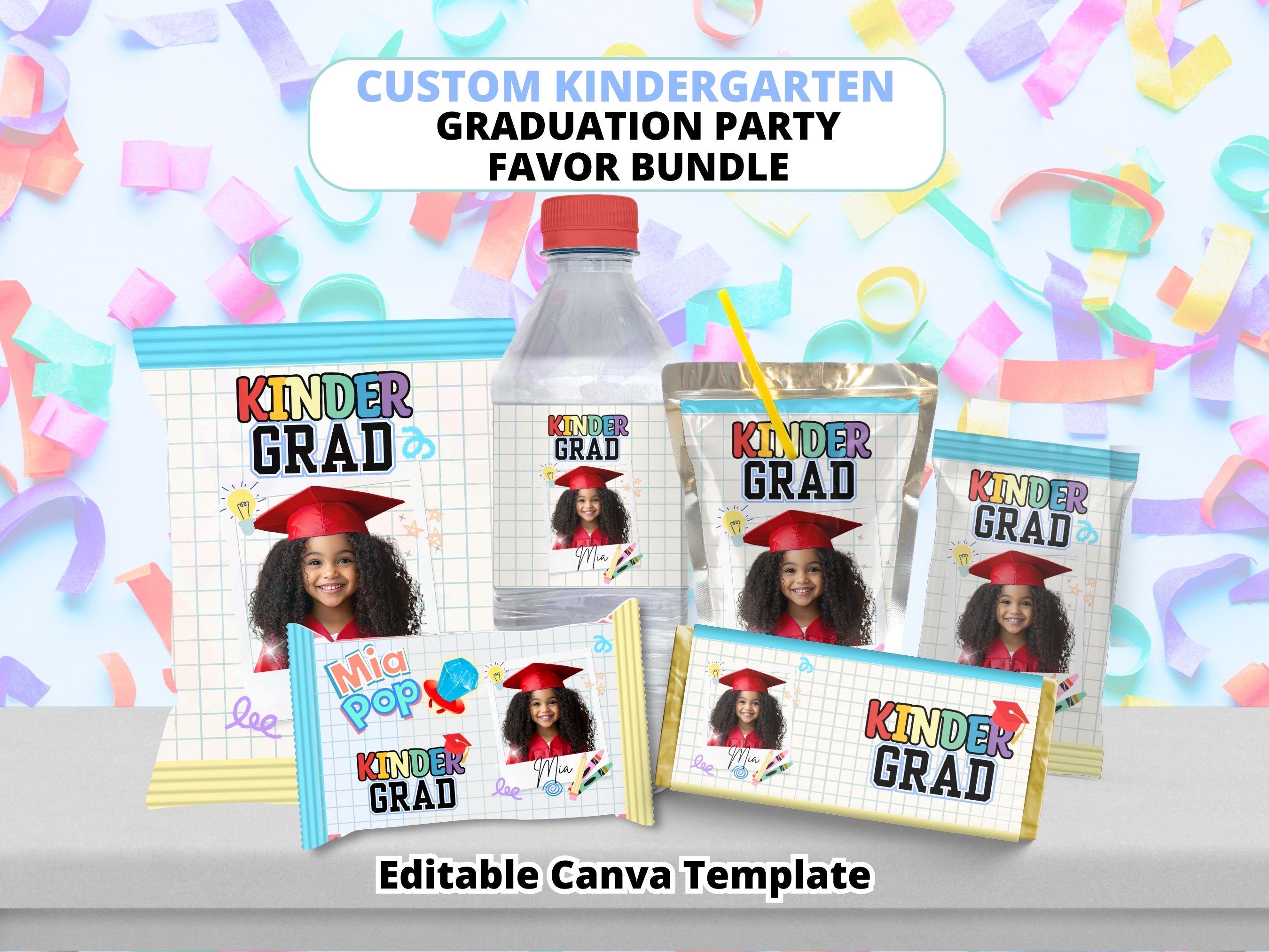 Kindergarten Party Favor Template Bundle | Editable DIY Graduation ...