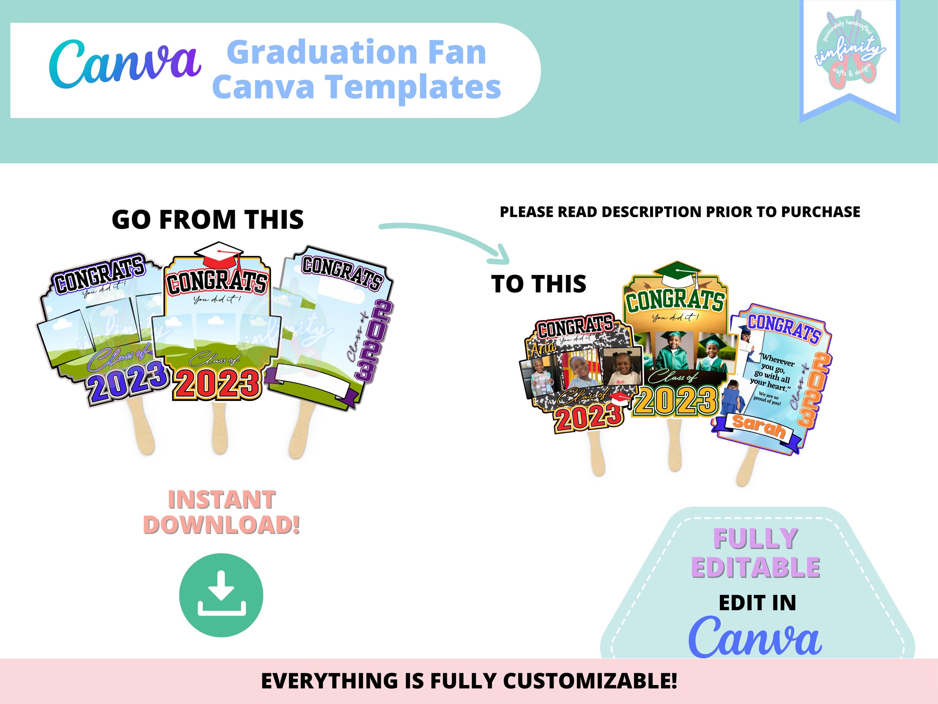 Canva Graduation Fan Template Grad Fan Canva Frame - Etsy