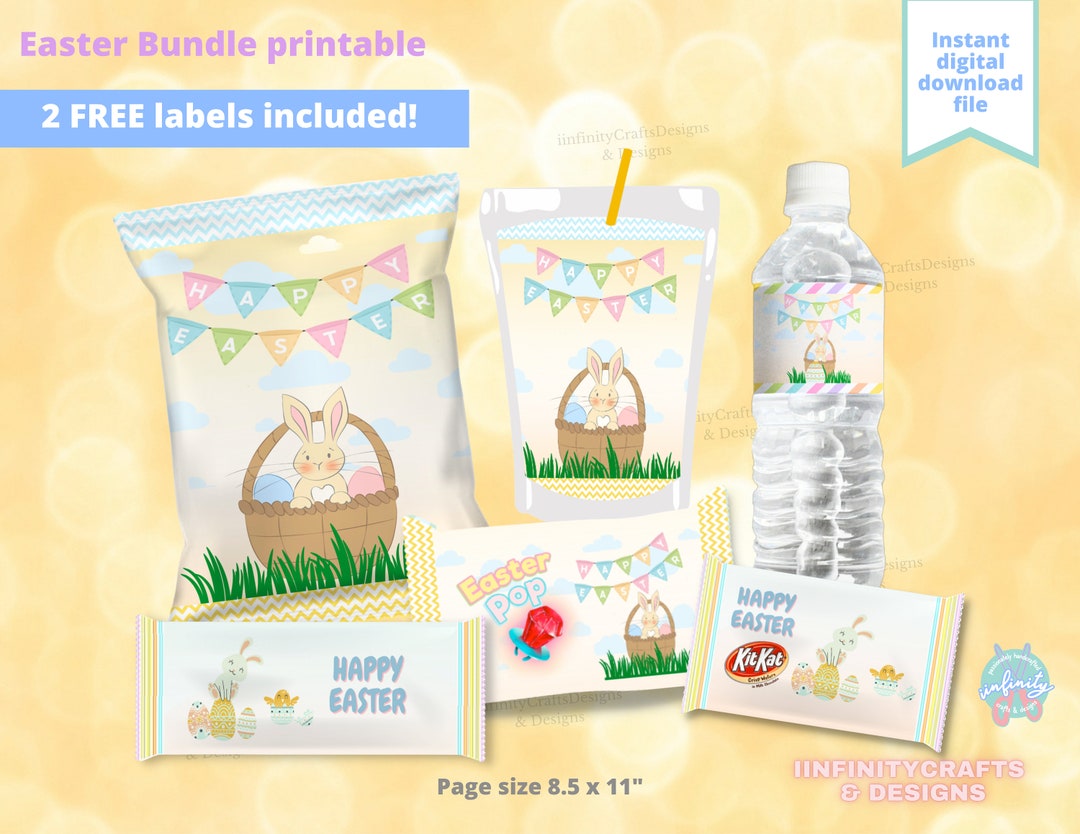 Easter Bunny Printable Party Bundle, Bunny Chip Bag, Easter Party ...