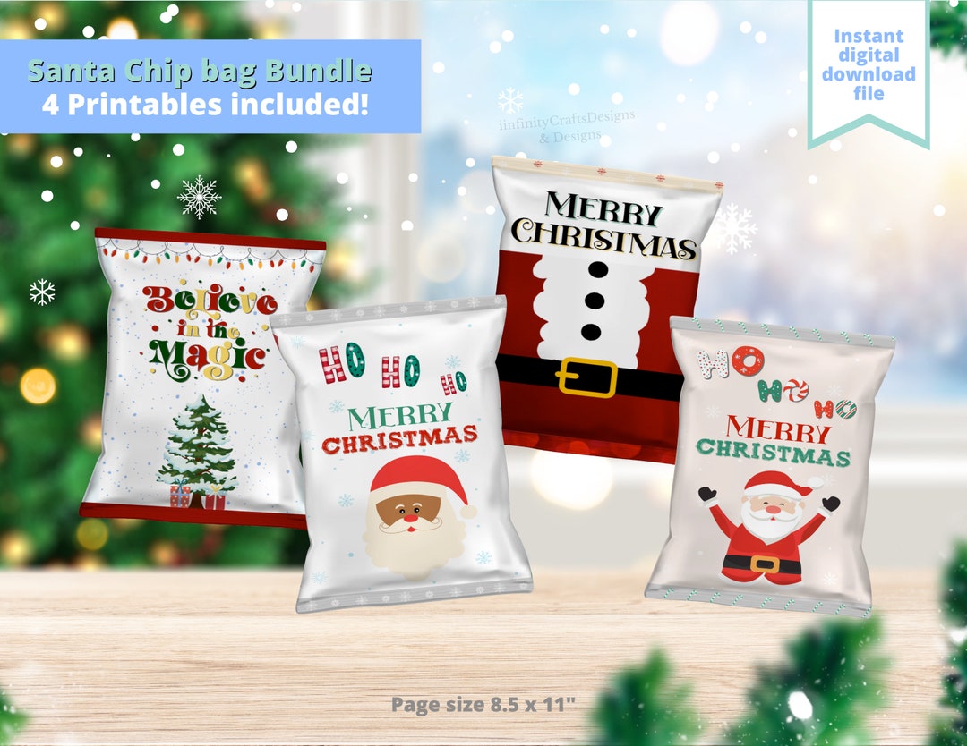 Santa Chip Bag Bundle Holiday Chip Bag Christmas Chip Bag - Etsy