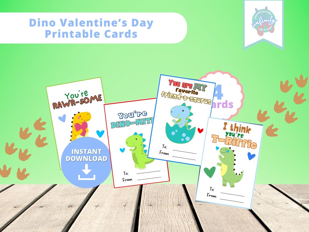 Dinosaur Valentines Day Cards Bundle, Dino Valentine Class Cards, Kids ...
