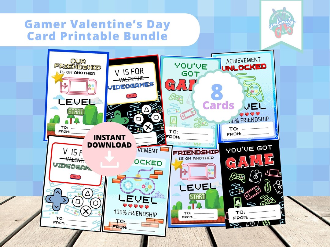 Printable Valentines Day Cards, Gamer Valentines Day Cards, Video Game ...