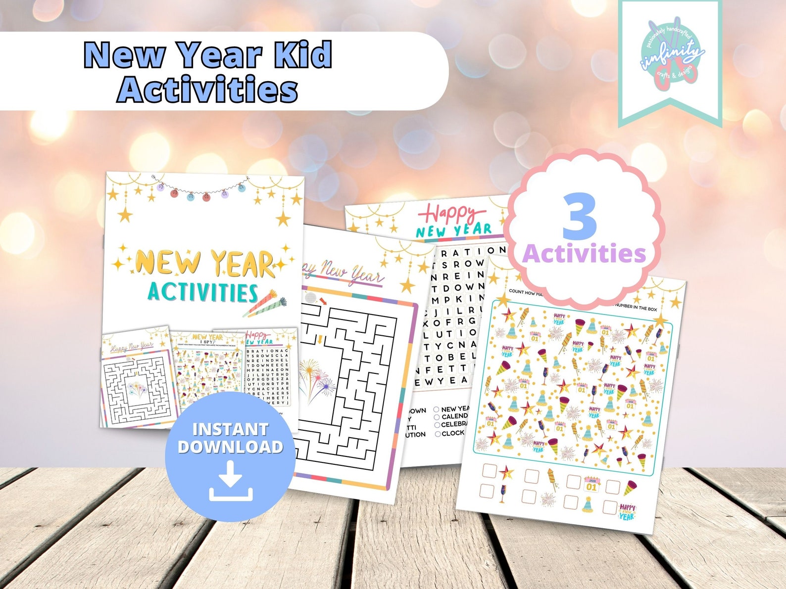 Actividades imprimibles de Año Nuevo para niños, Hojas de actividades ...