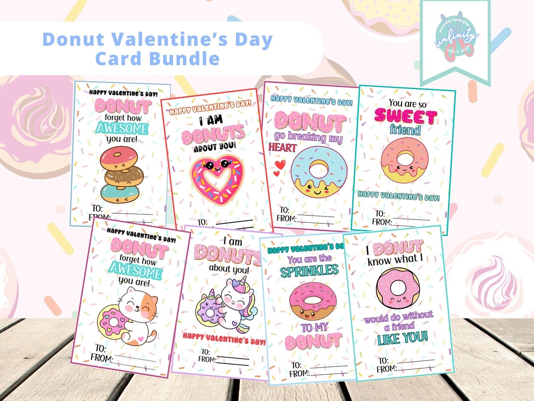 Printable Donut Valentines Day Cards, Donut Valentine Class Cards ...