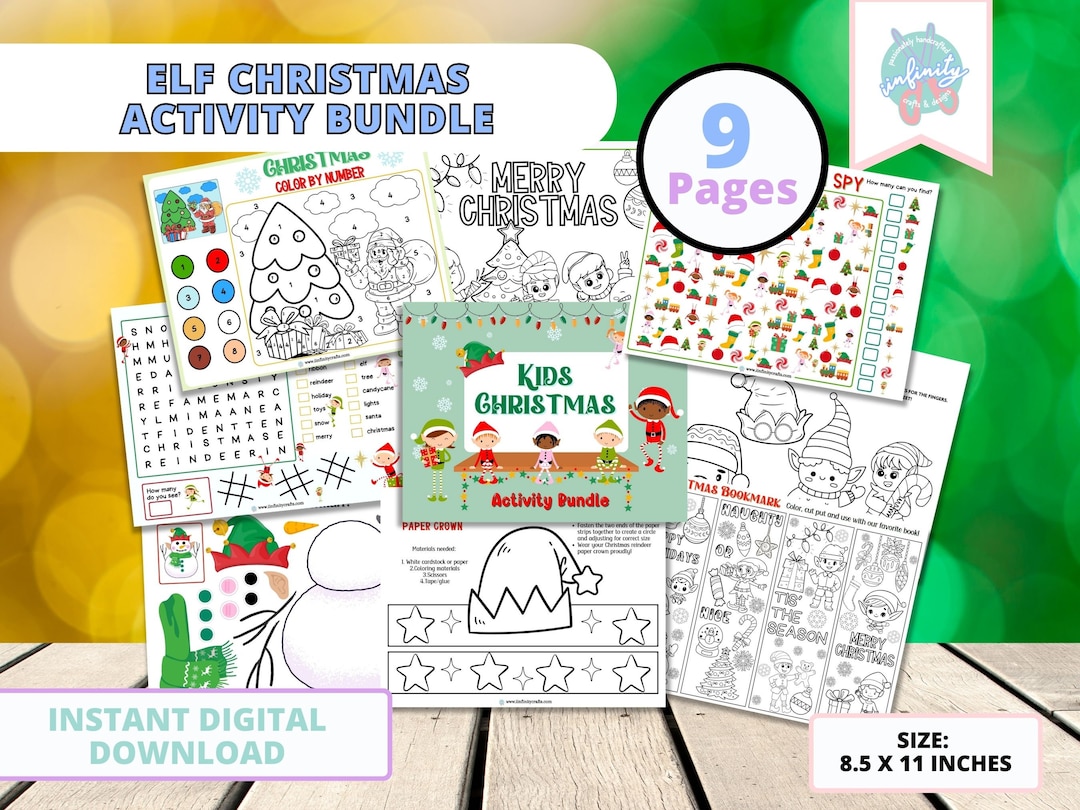 Elf Activity Bundle, Kids Printables, Elf Coloring Sheets, Christmas ...