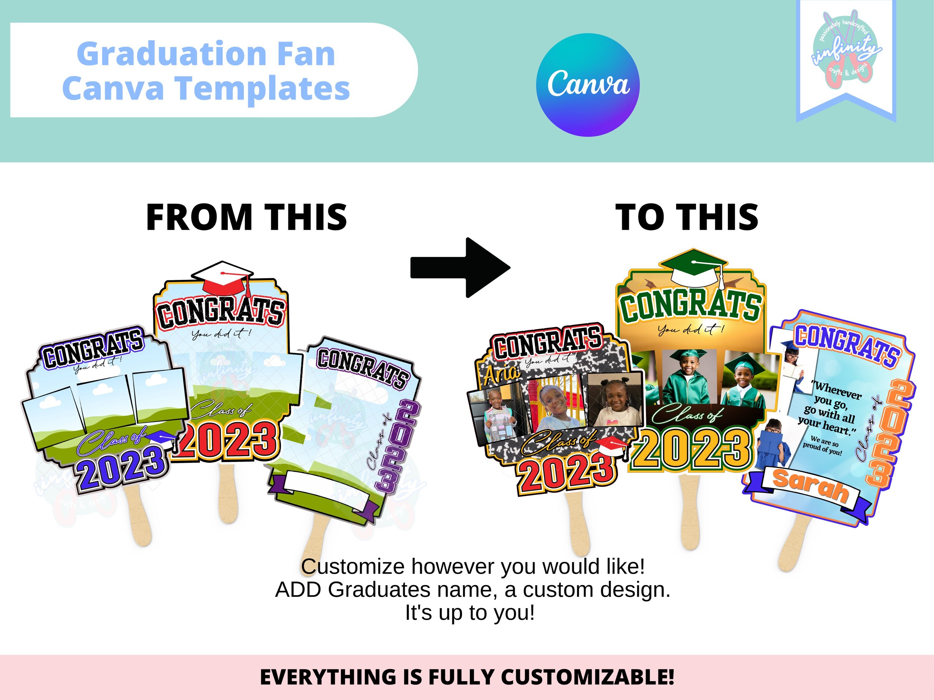Canva Graduation Fan Template Grad Fan Canva Frame - Etsy