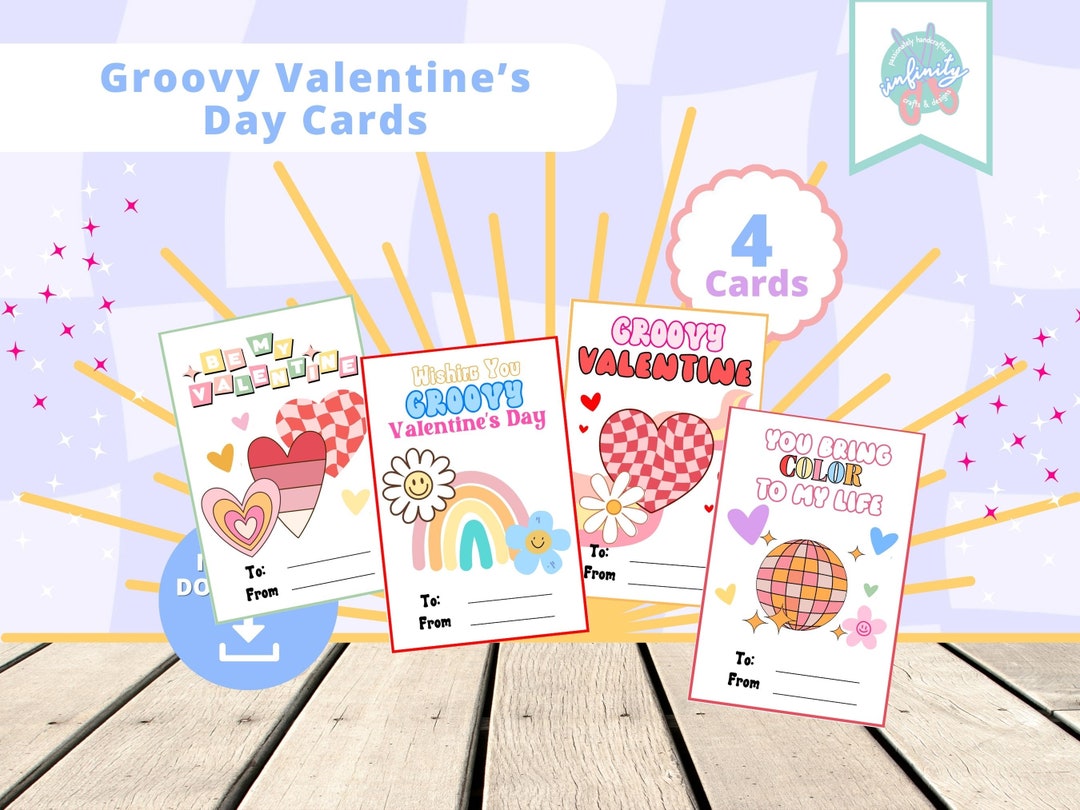 Retro Disco Valentines Day Cards, Valentine Class Cards, Kids Valentine ...