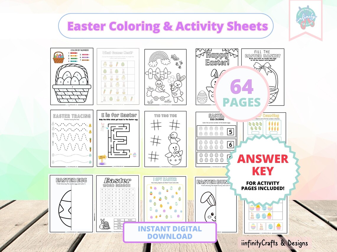 Easter Coloring Pages and Activities Kids Coloring Book Easter Word ...