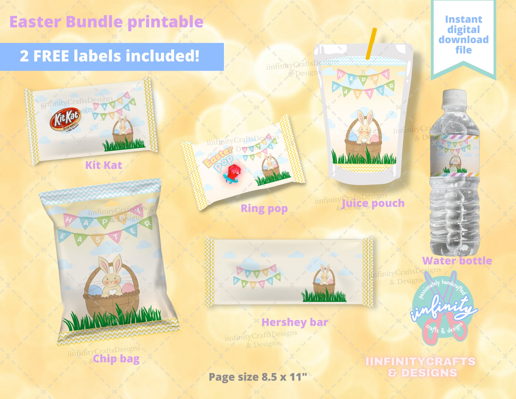 Easter Bunny Printable Party Bundle, Bunny Chip Bag, Easter Party ...