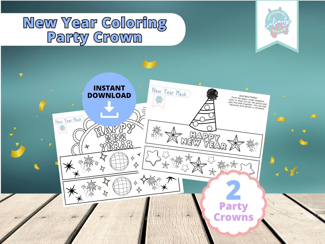 New Year Coloring Party Crown,new Years Eve Photo Prop, New Year Kids ...