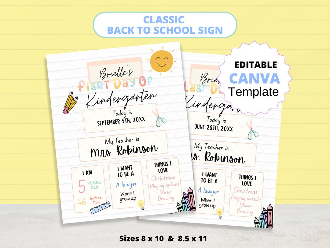 Printable Back to School Sign | Editable First Day and Last Day Photo ...