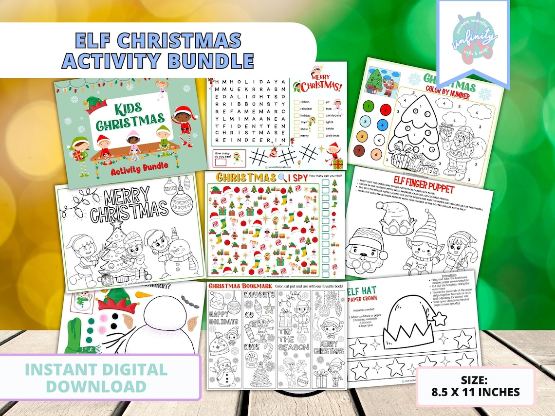 Elf Activity Bundle, Kids Printables, Elf Coloring Sheets, Christmas ...