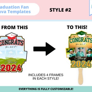 Canva Graduation Fan Template, Grad Fan Canva Frame, Graduation Fan ...