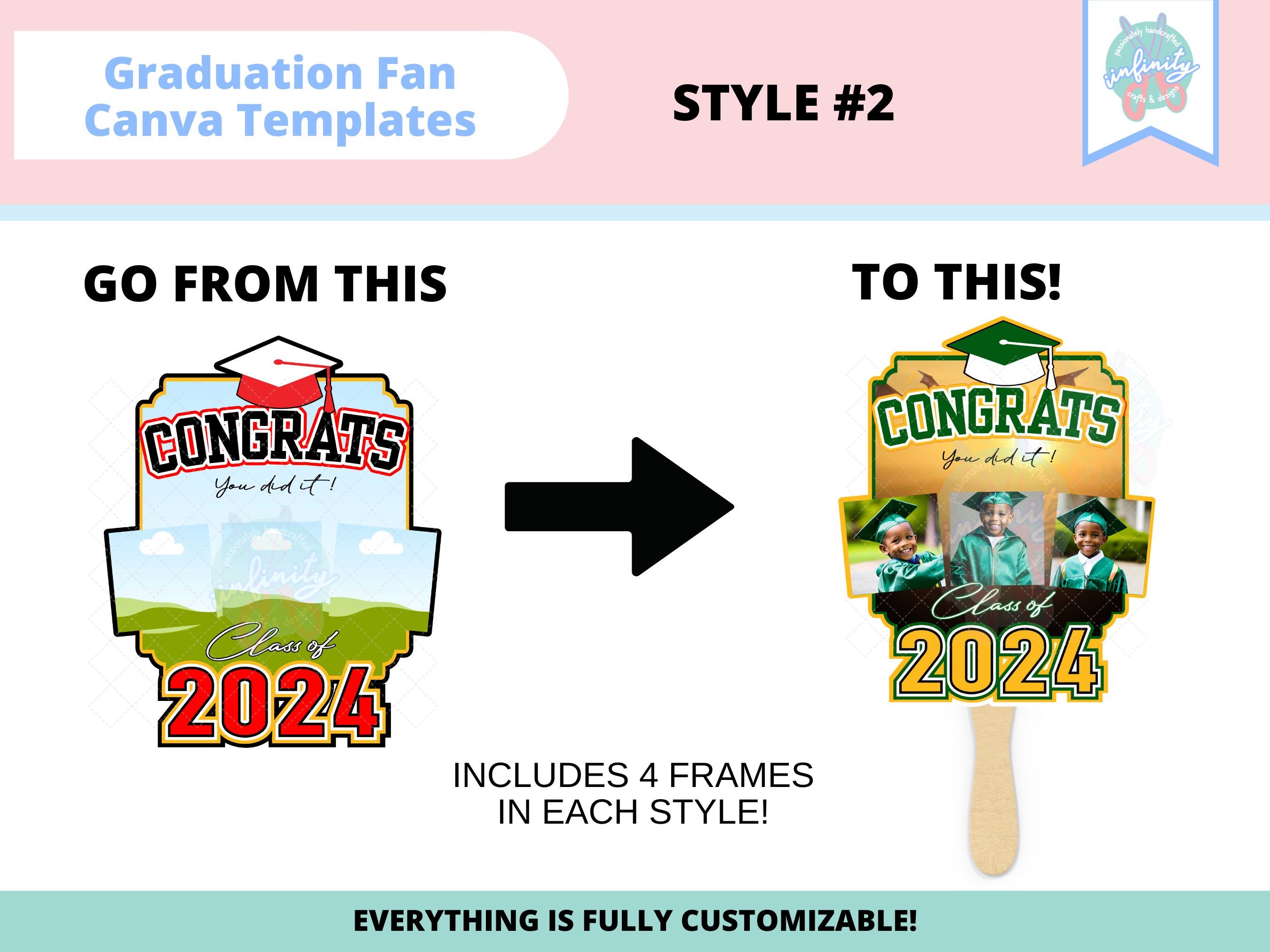 Canva Graduation Fan Template, Grad Fan Canva Frame, Graduation Fan ...