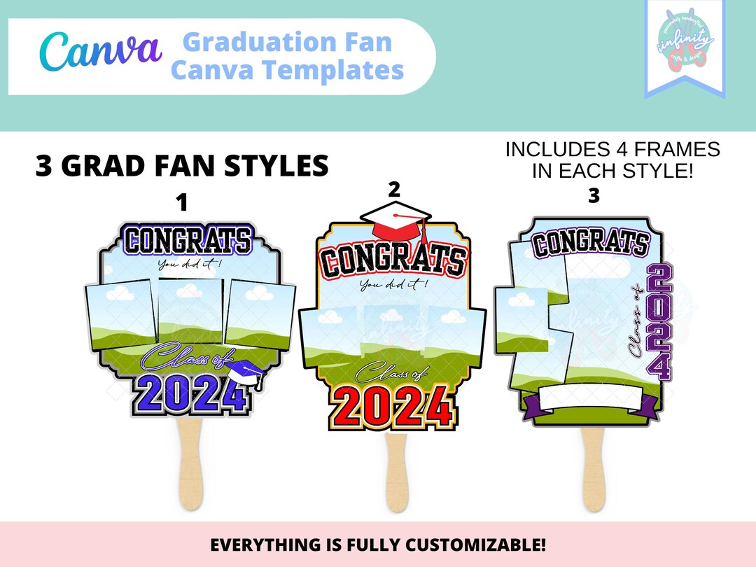 Canva Graduation Fan Template, Grad Fan Canva Frame, Graduation Fan ...