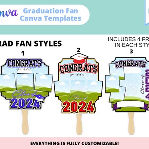 Canva Graduation Fan Template, Grad Fan Canva Frame, Graduation Fan ...