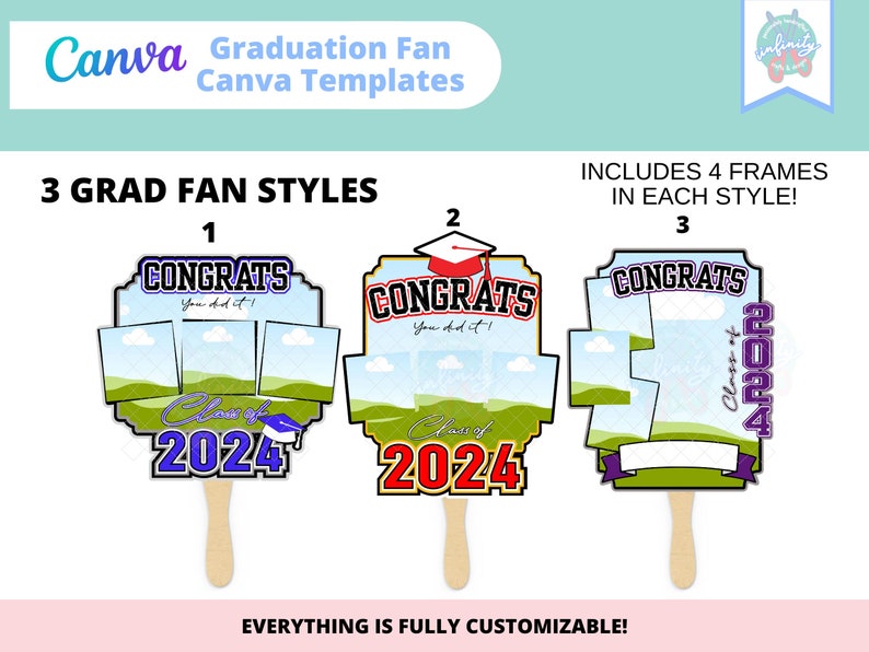 Canva Graduation Fan Template, Grad Fan Canva Frame, Graduation Fan ...