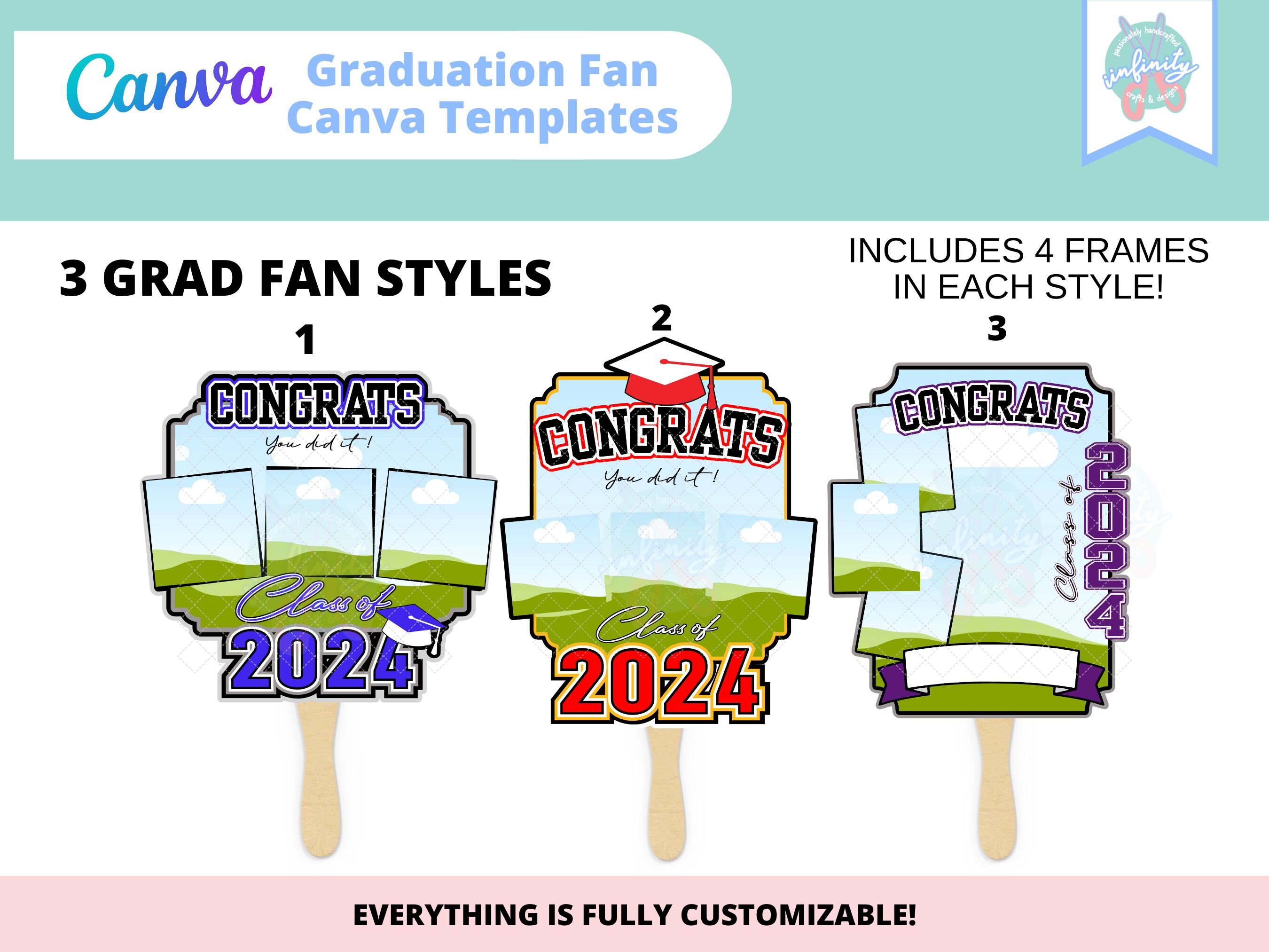 Canva Graduation Fan Template, Grad Fan Canva Frame, Graduation Fan ...