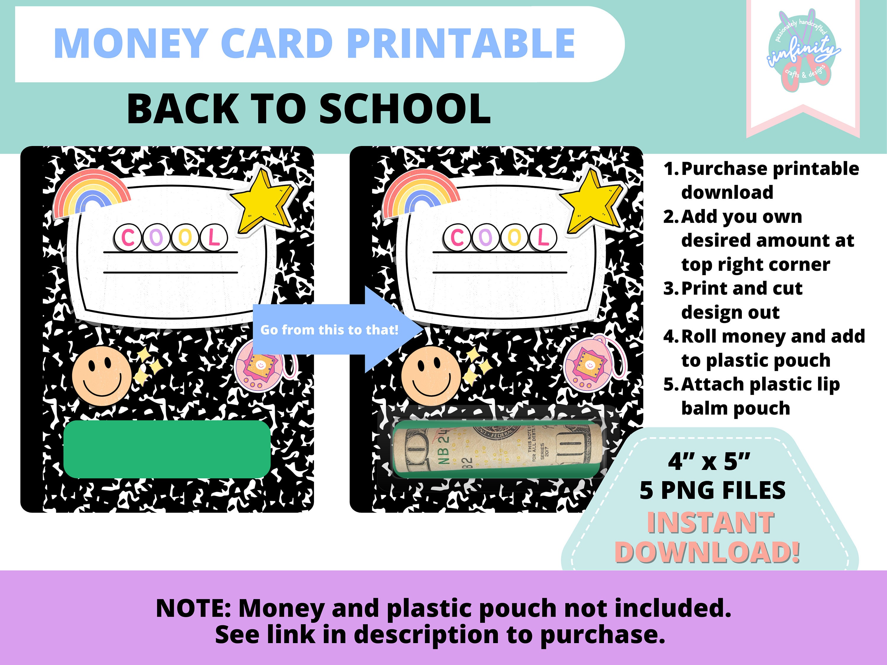 Back to School Cash Card, Money Card, Money Card Holder, Money Card ...