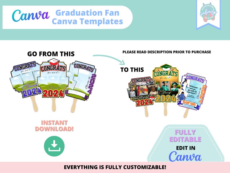 Canva Graduation Fan Template, Grad Fan Canva Frame, Graduation Fan ...