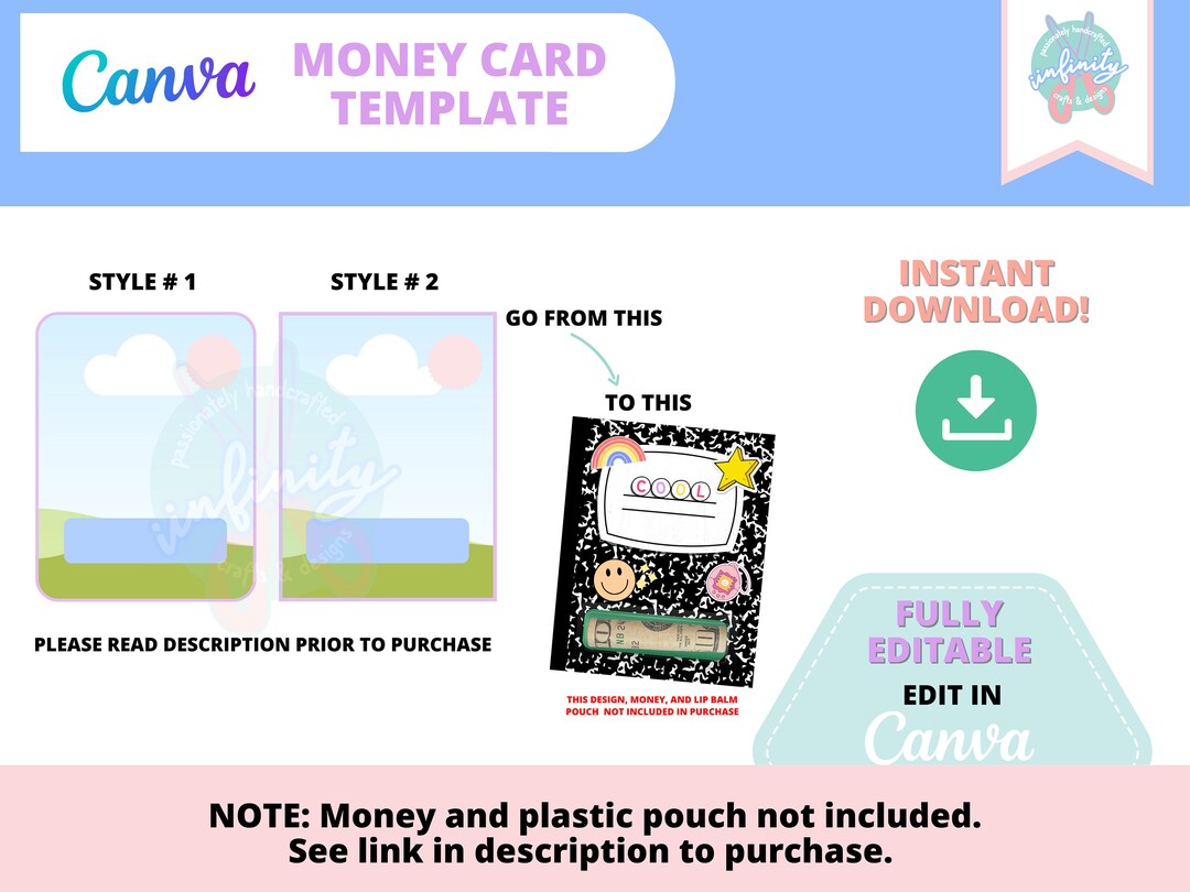 Money Card Holder Canva Template, Money Card Template, Money Card ...
