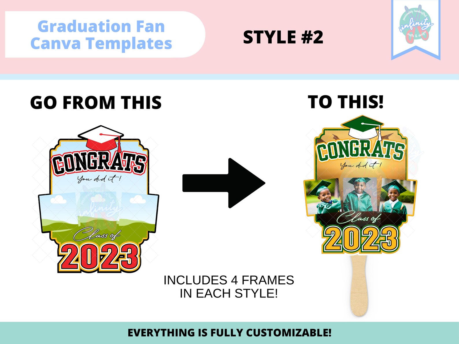 Canva Graduation Fan Template Grad Fan Canva Frame - Etsy