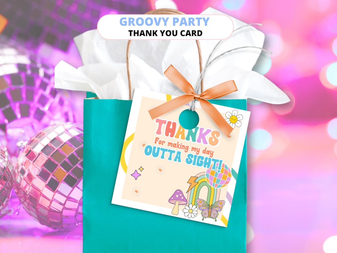Two Groovy Thank You Tags Printable | 2” Favor Tags for Girls Birthday ...