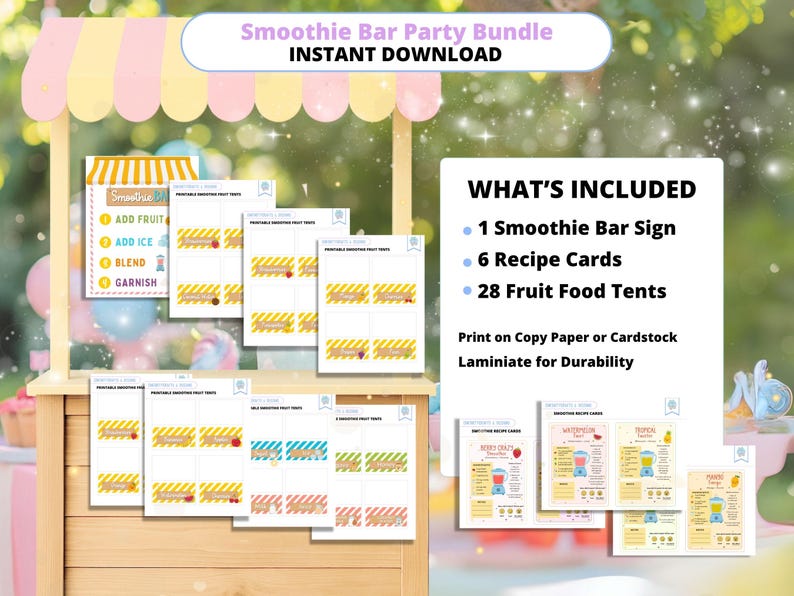 Two-tti Frutti Smoothie Bar Printable Kit | Tutti Frutti Birthday Party ...