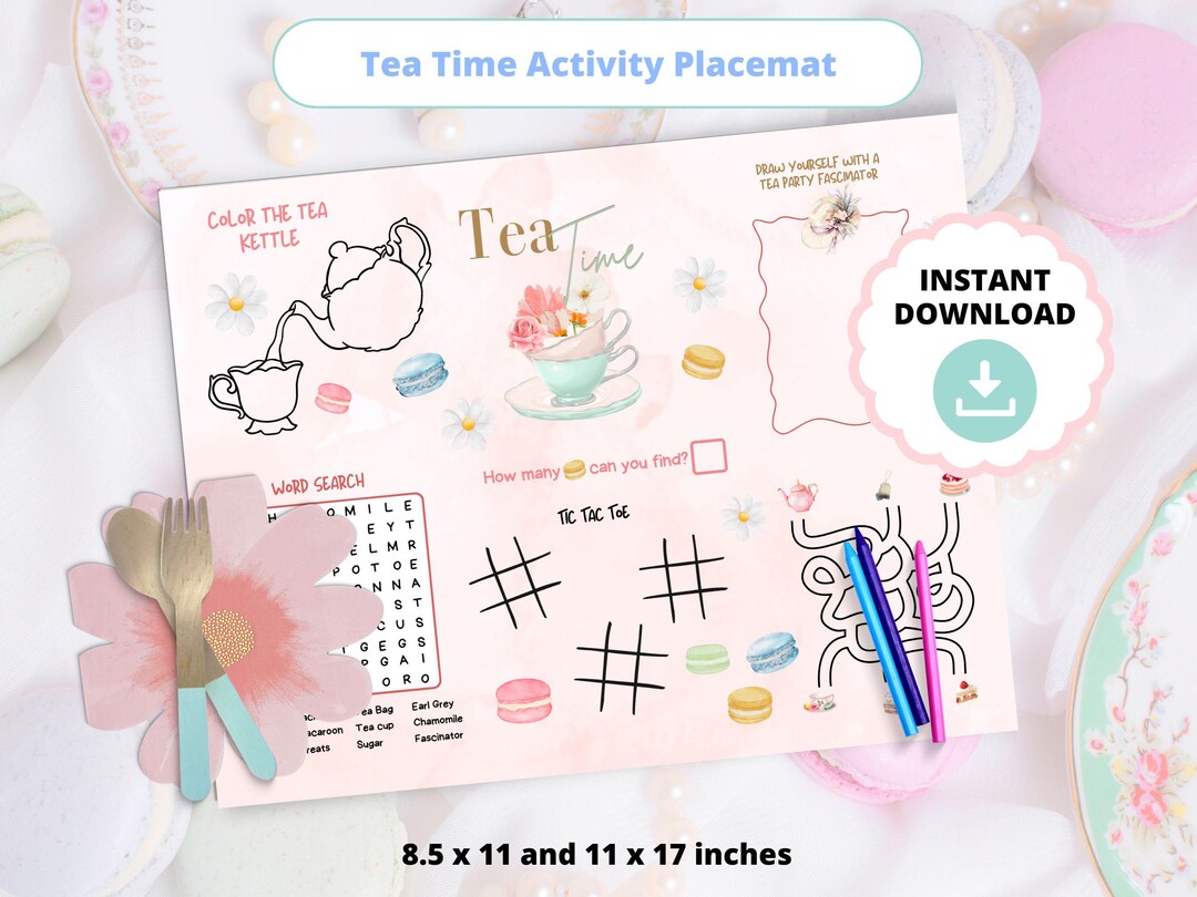 Tea Party Coloring Page | Tea Party Printable Activity Sheet | Kids Tea ...