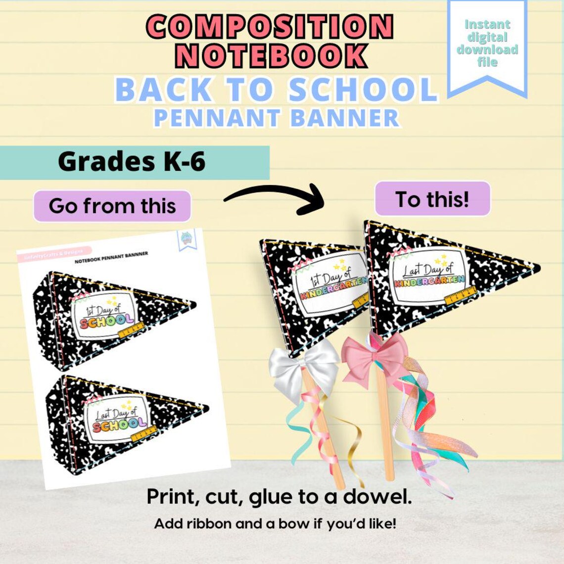 Printable Back to School Pennant Flag First & Last Day Photo Prop ...