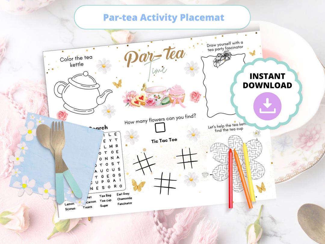 Tea Party Theme Printable Activity Sheet | Kids Tea Party Coloring ...