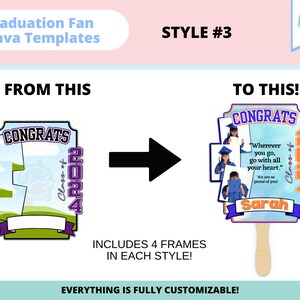 Canva Graduation Fan Template, Grad Fan Canva Frame, Graduation Fan ...