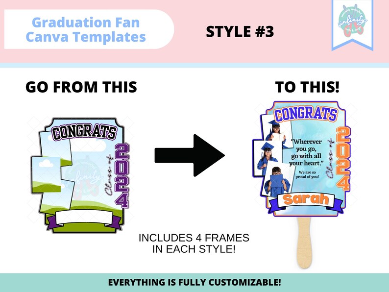 Canva Graduation Fan Template, Grad Fan Canva Frame, Graduation Fan ...
