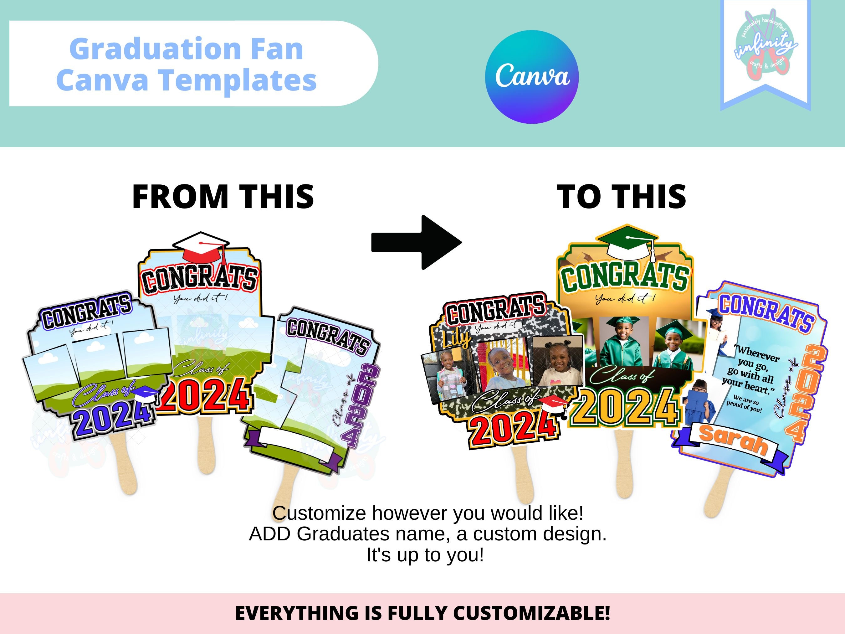 Canva Graduation Fan Template, Grad Fan Canva Frame, Graduation Fan ...