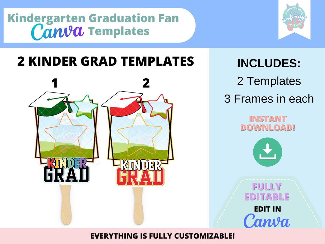 Kindergarten Canva Graduation Fan Template, Kinder Grad Fan Canva Frame ...