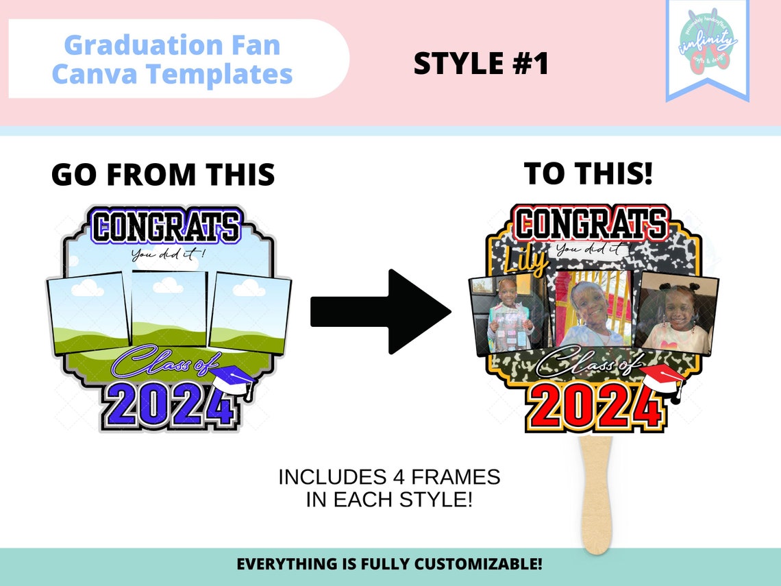 Canva Graduation Fan Template, Grad Fan Canva Frame, Graduation Fan ...