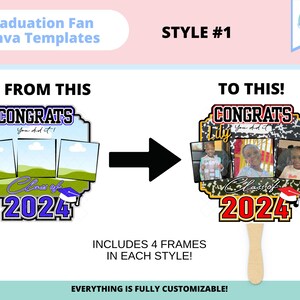 Canva Graduation Fan Template, Grad Fan Canva Frame, Graduation Fan ...