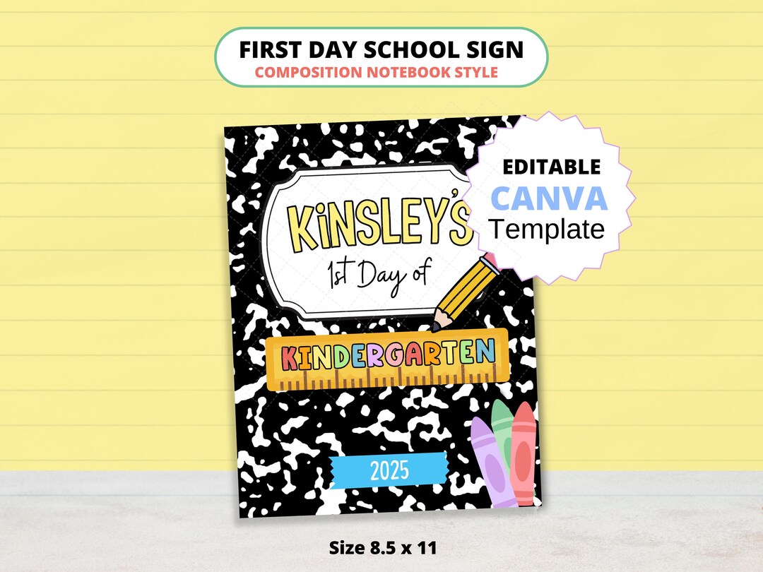 Editable First Day of School Back to School Sign Canva Template ...