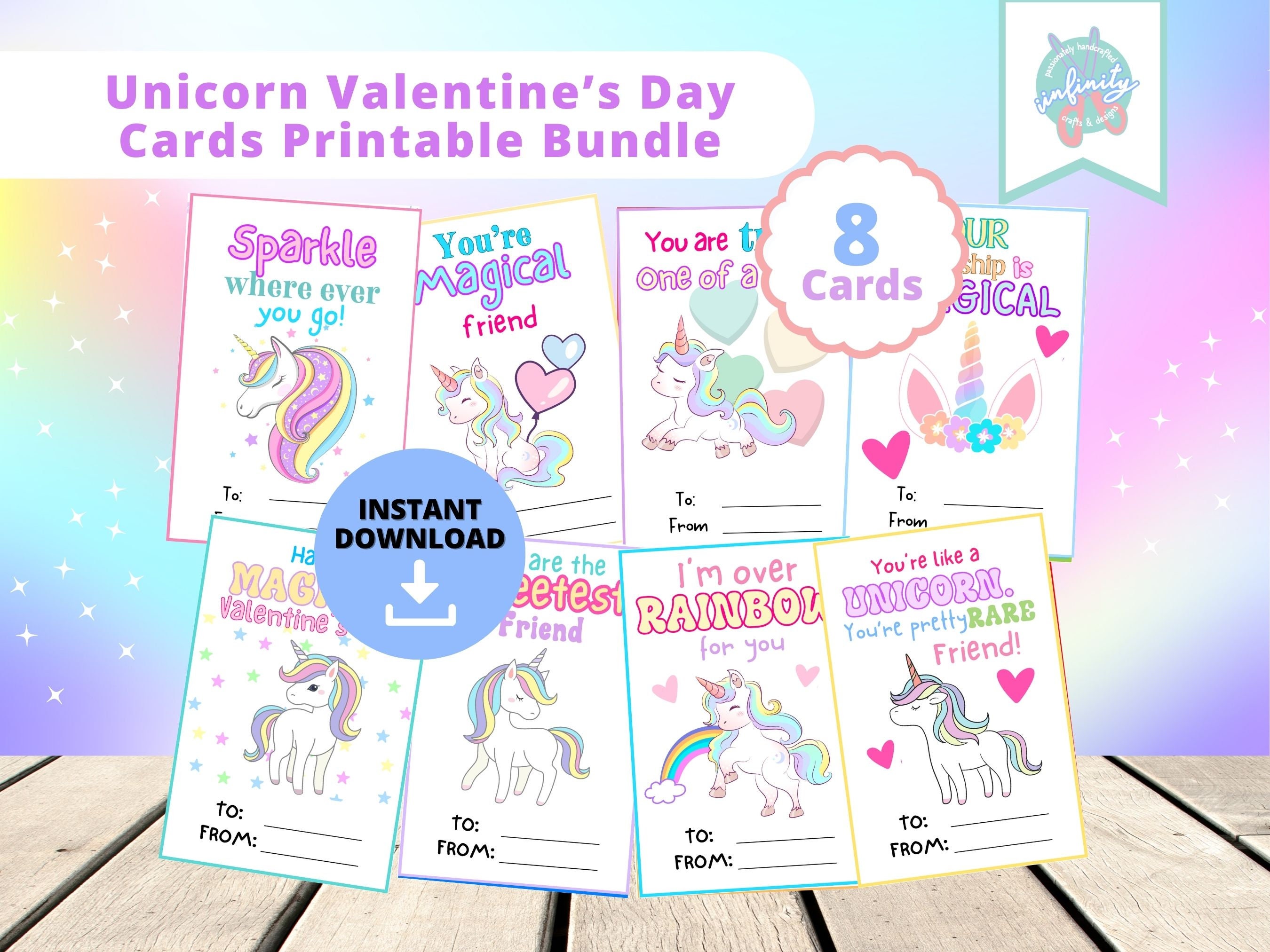 Printable Unicorn Valentines Day Cards, Valentines Day Non Candy, Kids ...