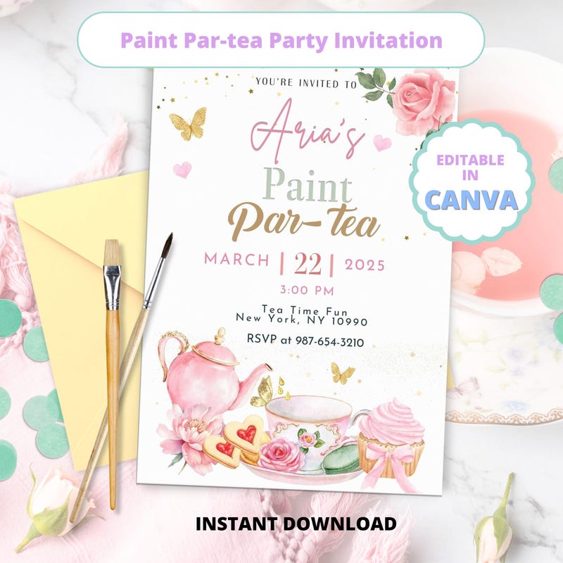 Paint Tea Party Invites - Etsy