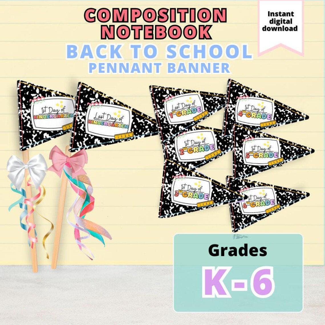 Printable Back to School Pennant Flag First & Last Day Photo Prop ...