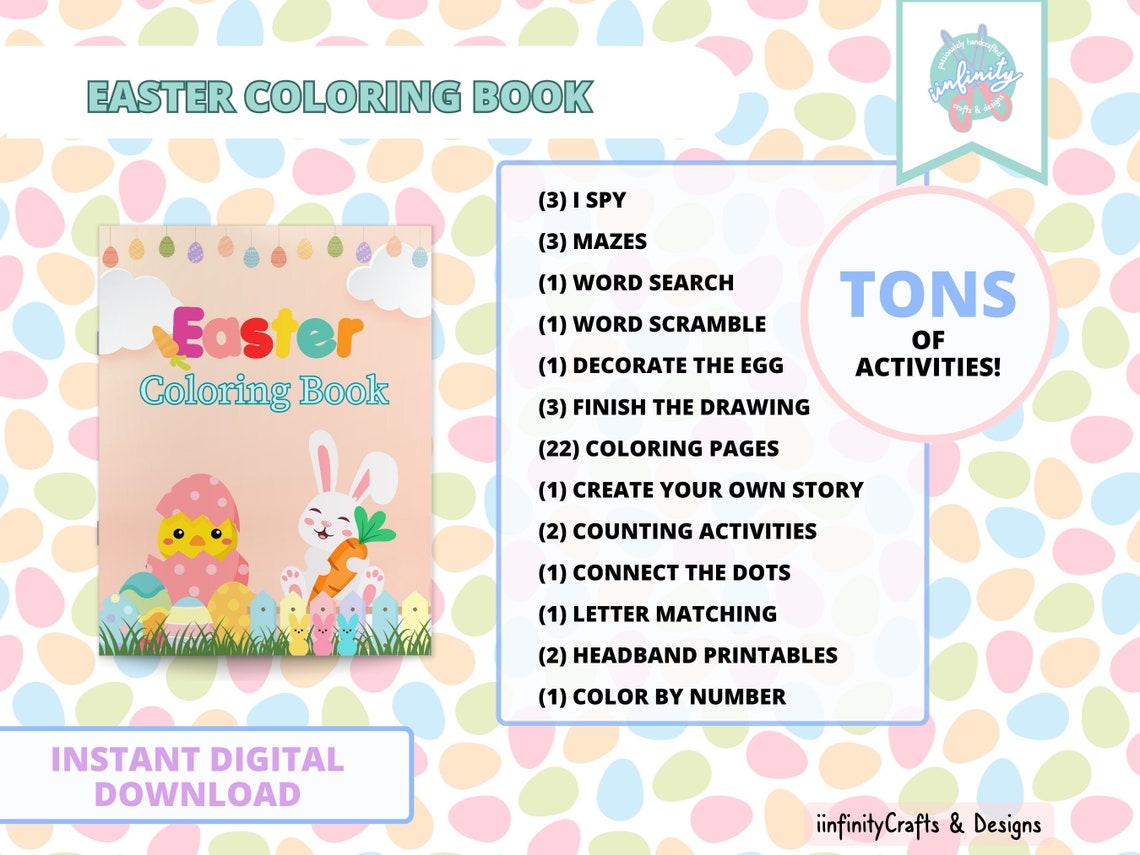 Easter Coloring Pages and Activities Kids Coloring Book Easter Word ...