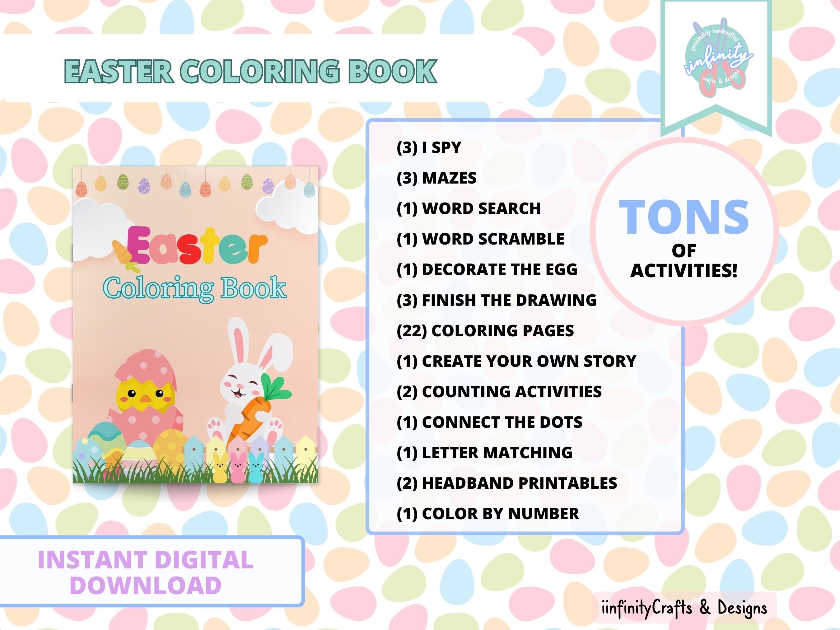 Easter Coloring Pages and Activities Kids Coloring Book Easter Word ...